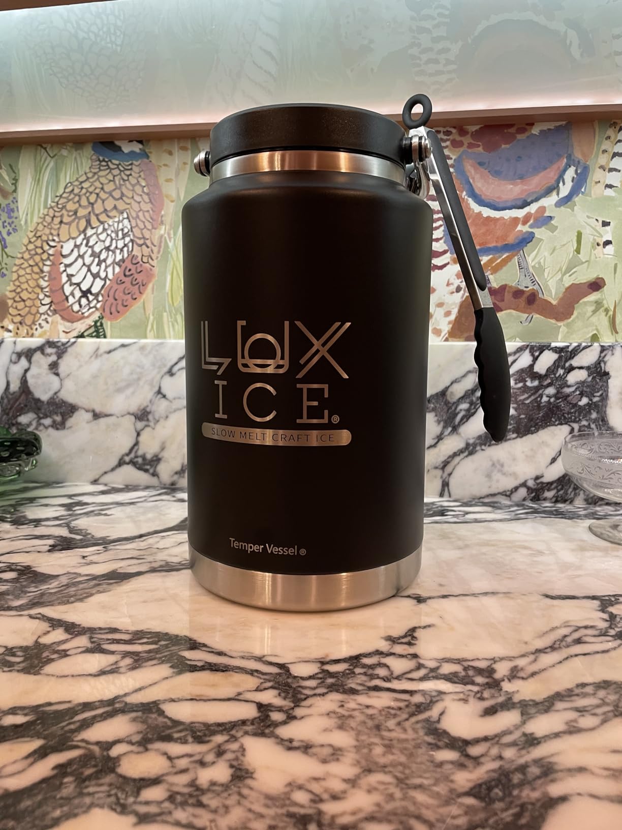 Amazon.com: Lux Ice -Stainless Steel, Slow Melt, Craft Ice Temper Vessel with Tongs - 134 oz ...