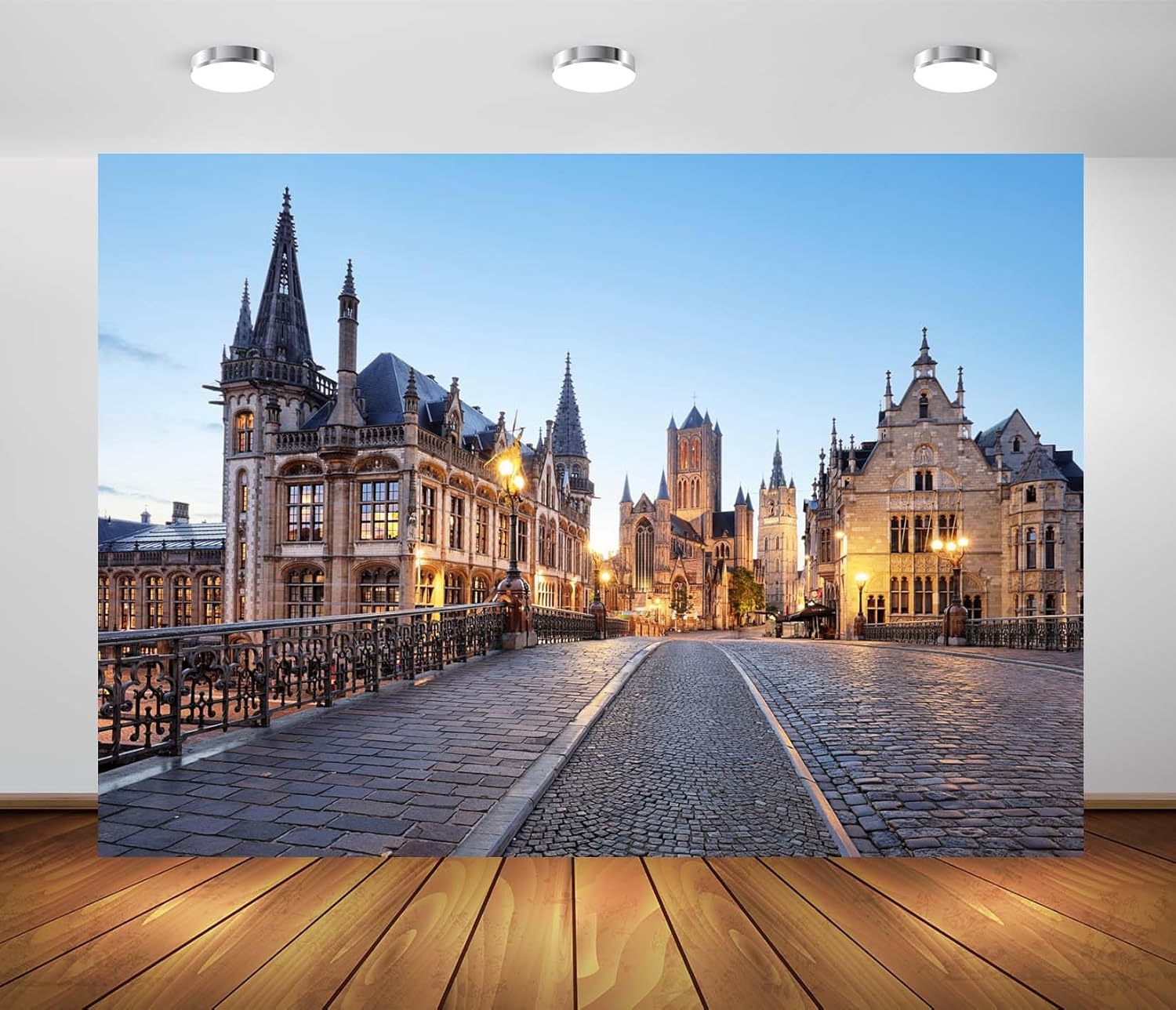 Amazon.com : BELECO 15x10ft Fabric Belgium at Sunset Backdrop Medieval ...