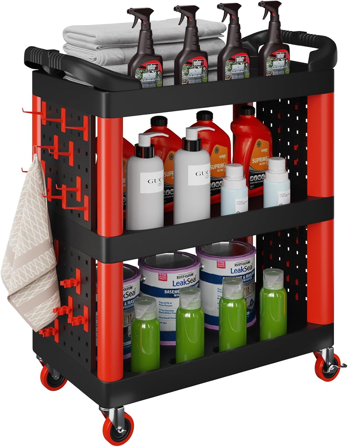 Amazon.com: Auto Detailing Cart with Wheels, 300LBS Capacity Detail ...