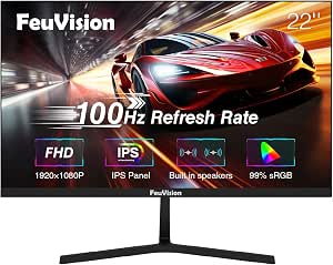 Amazon.com: FeuVision 22 inch Monitor 1080p FHD, 100Hz, IPS Panel ...