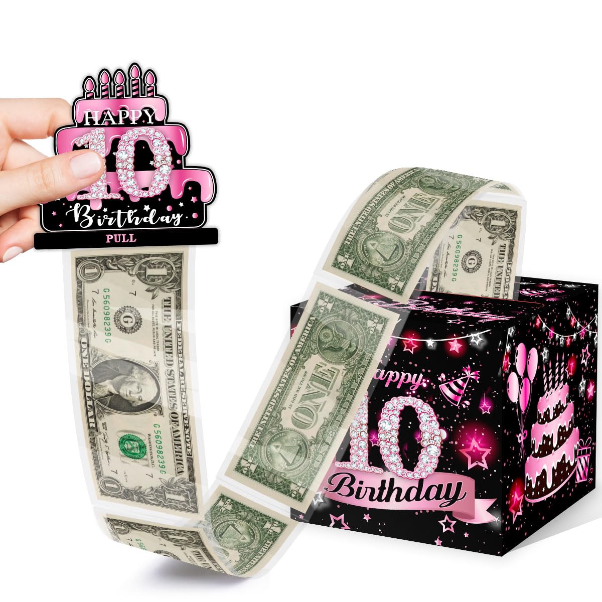 Amazon.com: Birthday Money Box for Cash Gift, Pink Surprise Box ...