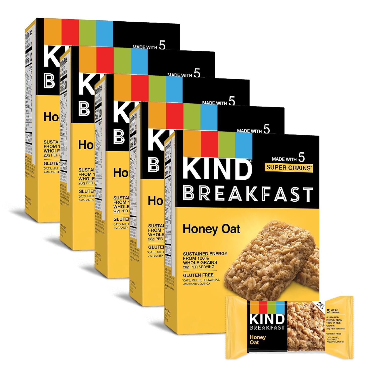 Amazon.com: KIND Breakfast Bars, Honey Oat, Healthy Snacks, Gluten Free ...