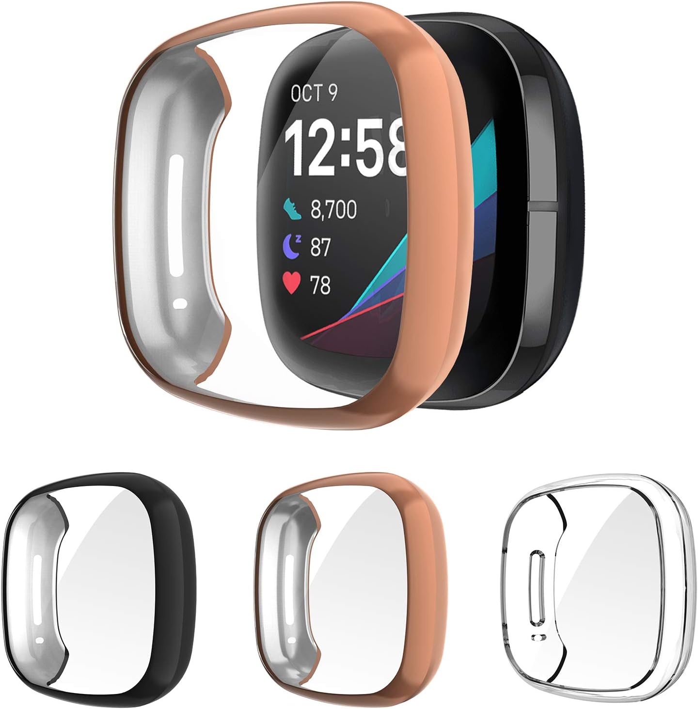 Suoman Compatible with Fitbit Sense/Versa 3 Screen Protector Case, 3 ...