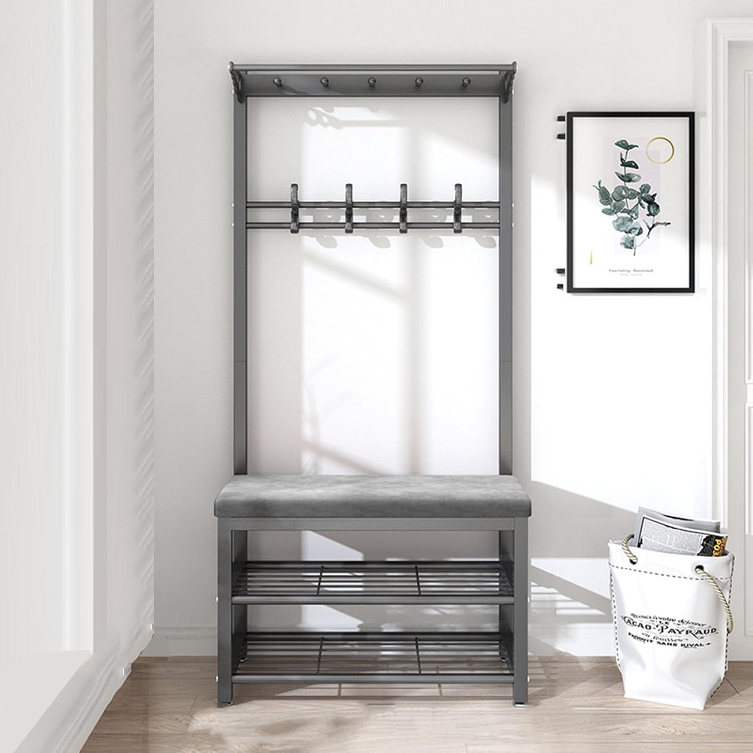 Amazon.com: LIJAHGMD Coat Rack with Shoe Storage - Hall Tree Industrial ...