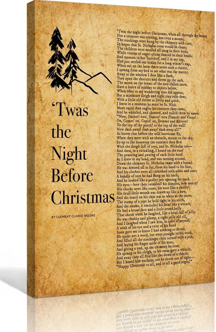 Amazon.com: Twas The Night Before Christmas Poem Wall Art Vintage ...