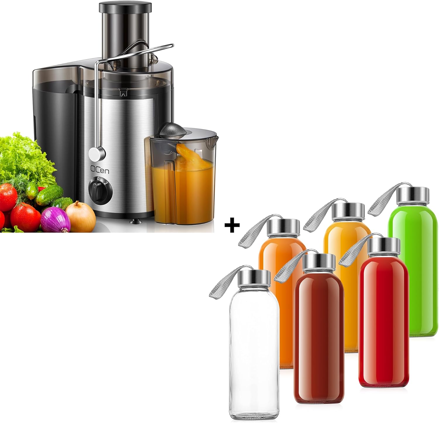 Amazon.com: QCen Máquina exprimidora y paquete de botella de vidrio ...