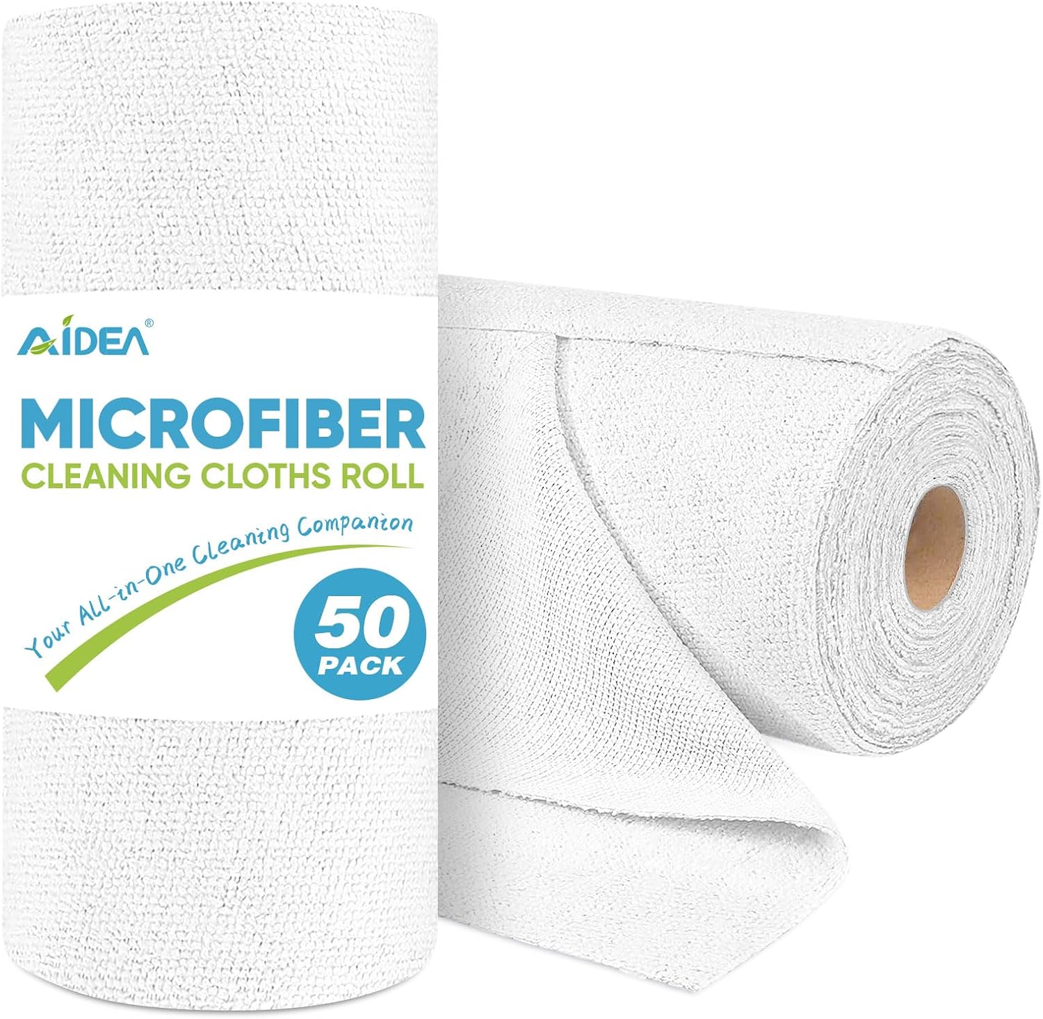 Amazon.com: AIDEA Microfiber Cleaning Cloth Roll, White 50PK, Tear Away ...