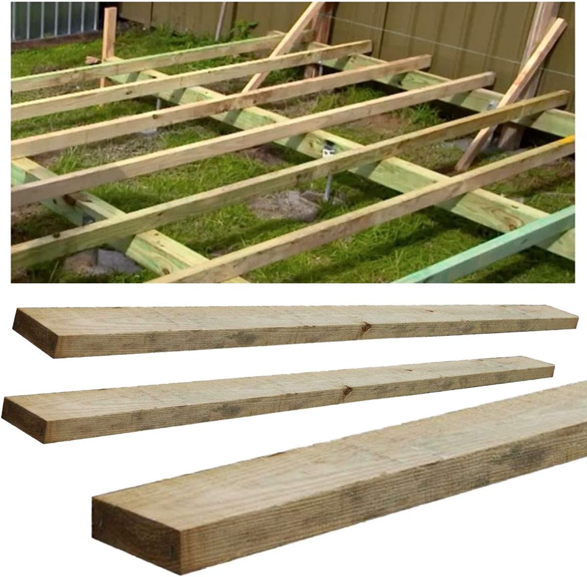Forest Garden 2.4m Wooden Pressure Treated Deck Joists Pack of 5 ...