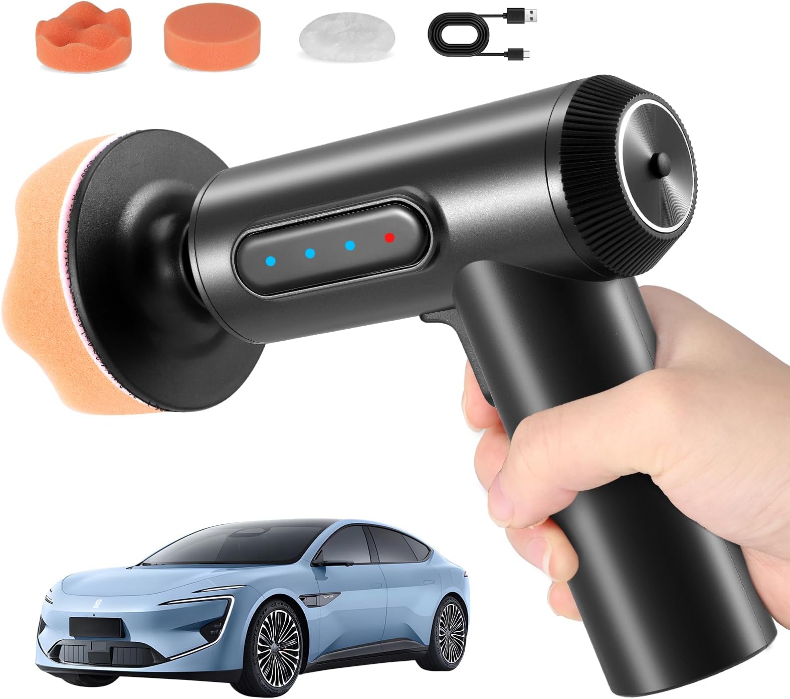 Cordless Car Polisher with 2000mAh Rechargeable Battery, 20000 RPM ...