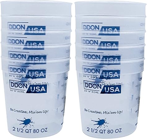 Amazon.com: 80 Oz Paint Mixing Cups - Pack of 10 Graduated Mix Cups ...