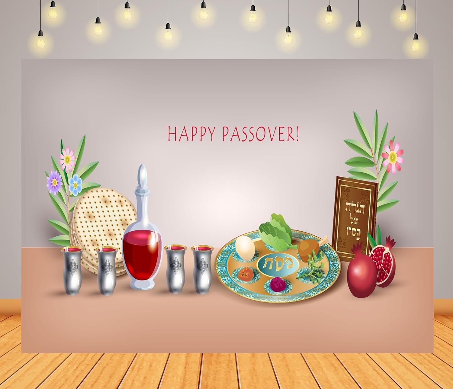 Amazon.com : BELECO 7x5ft Fabric Happy Passover Backdrop Jewish ...
