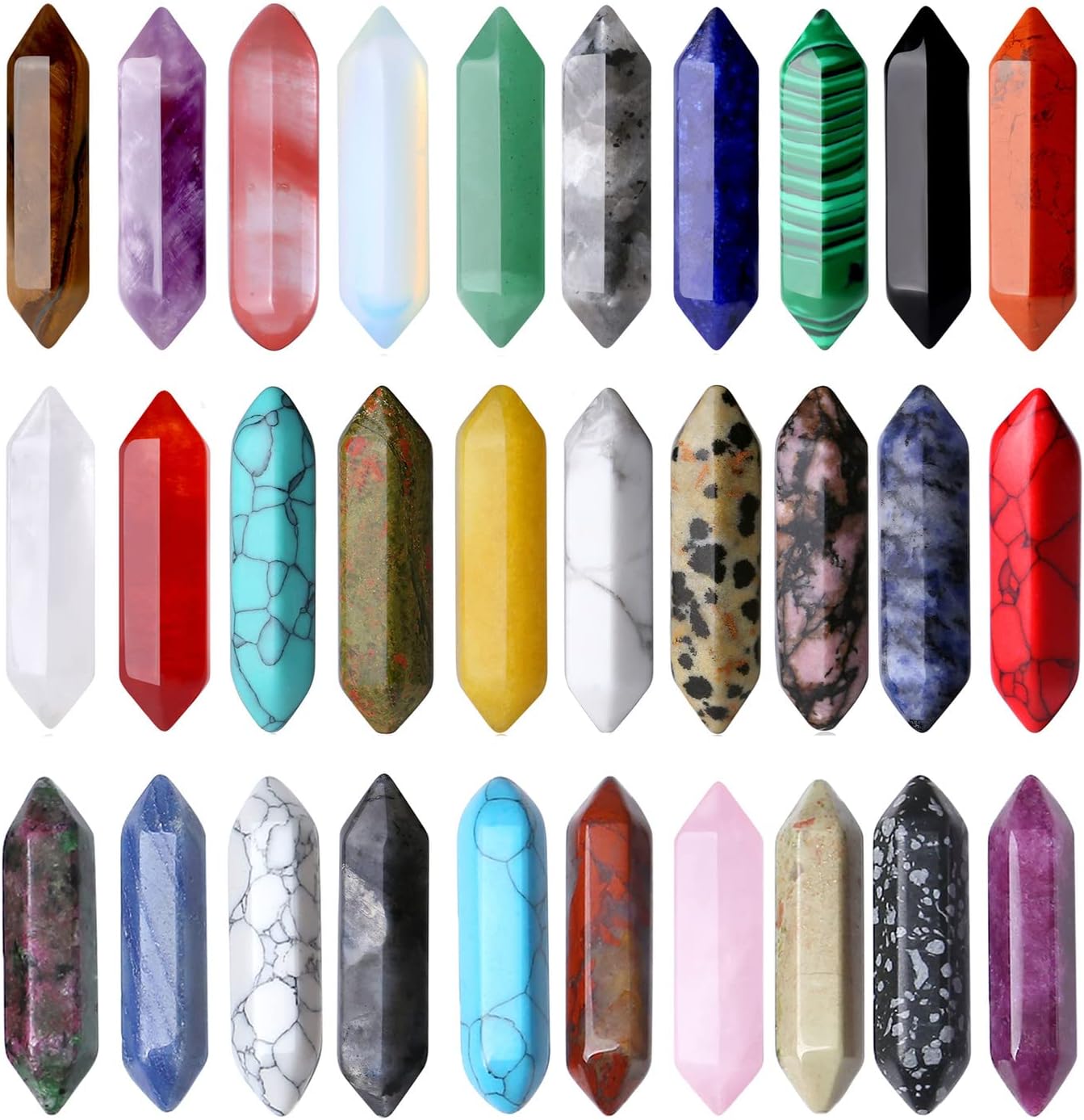 Amazon.com: 30PCS Healing Crystals Wand Stones Sets Natural Amethyst ...