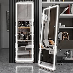 Amazon.com: LVZORY Full Length Mirror with LED Lights, Full Body Mirror ...