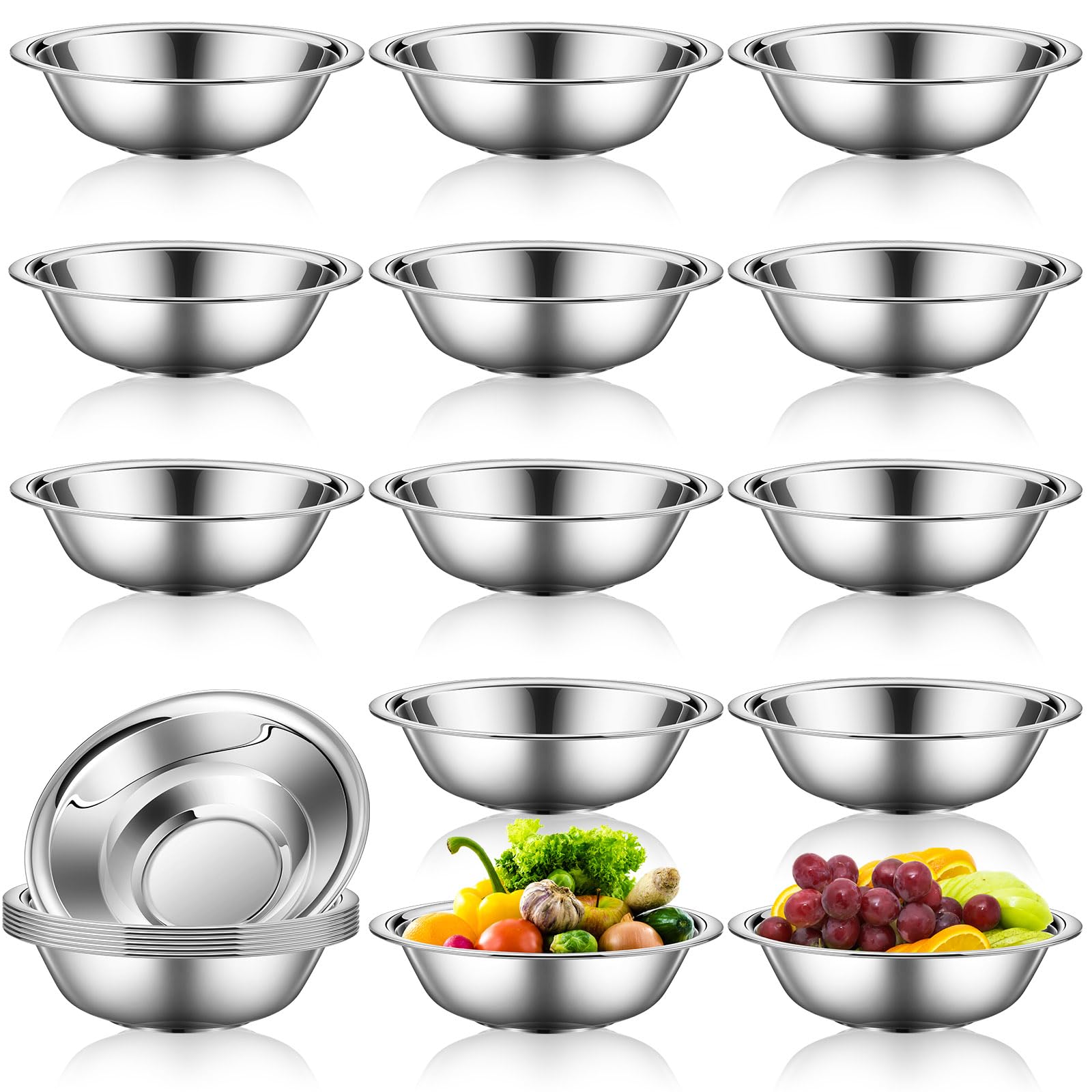 Amazon.com: Tioncy 20 Pack Small Stainless Steel Bowls 6.3 Inch Wide Prep Bowls Stainless Steel ...