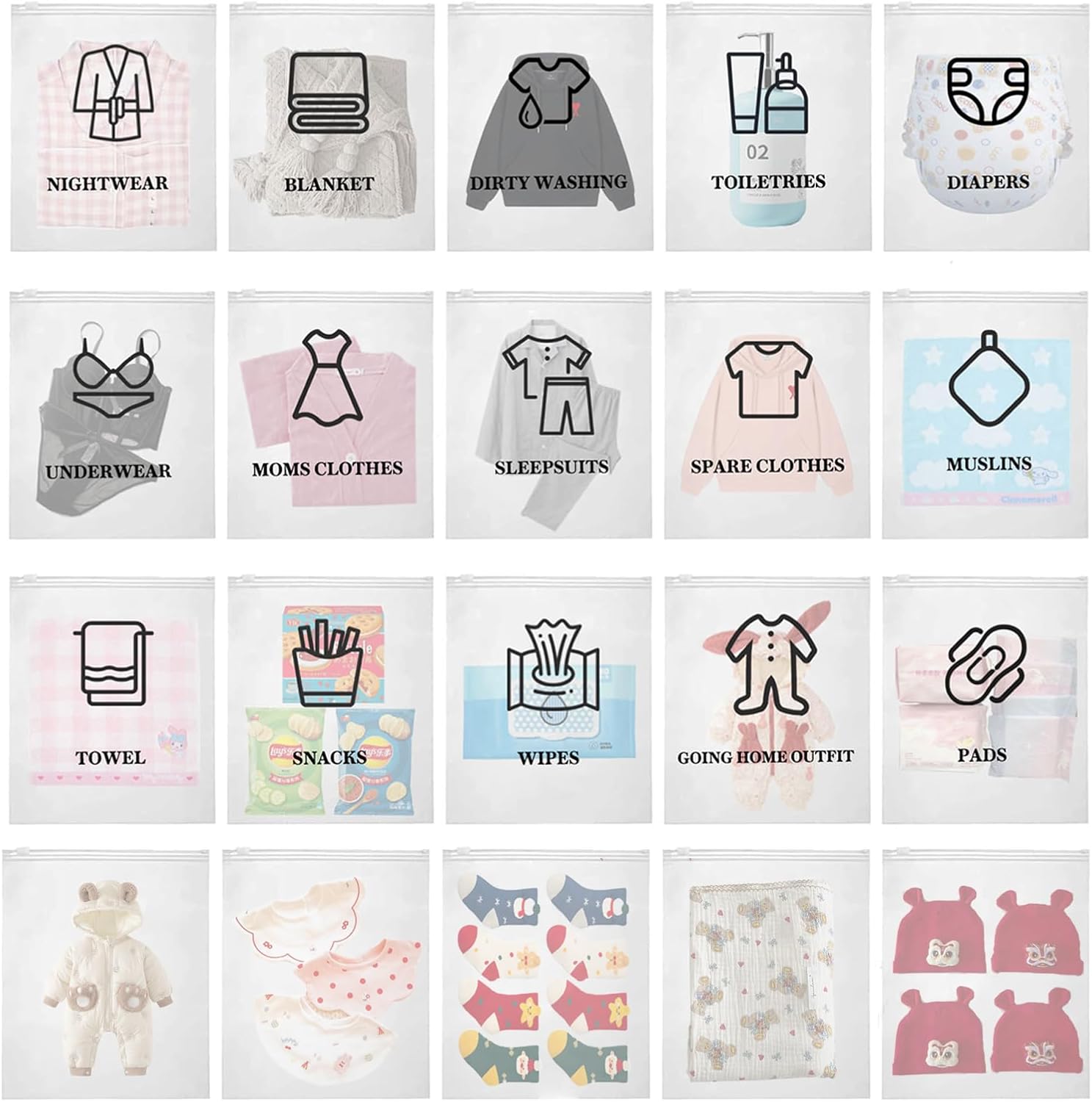 Amazon.com: BYXVSBYS 20 Pack Hospital Bags for Labor and Delivery,11 x ...