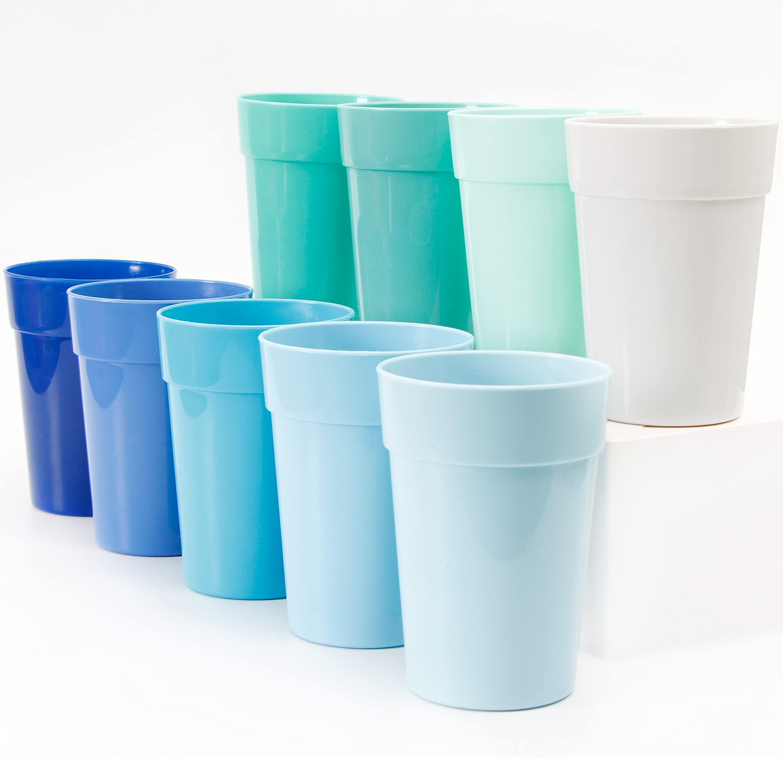 TESIN Reusable Plastic Cups Set, 32 Pack 250ml Unbreakable Kid Water ...