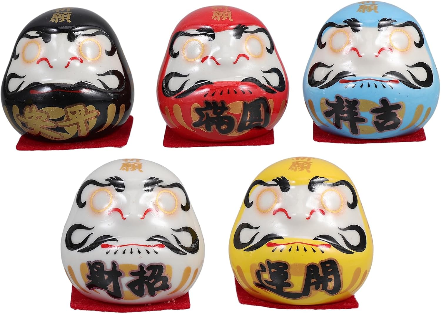 Amazon.com: LOGOFUN 5PCS Small Daruma Figurines Japanese Doll Set ...