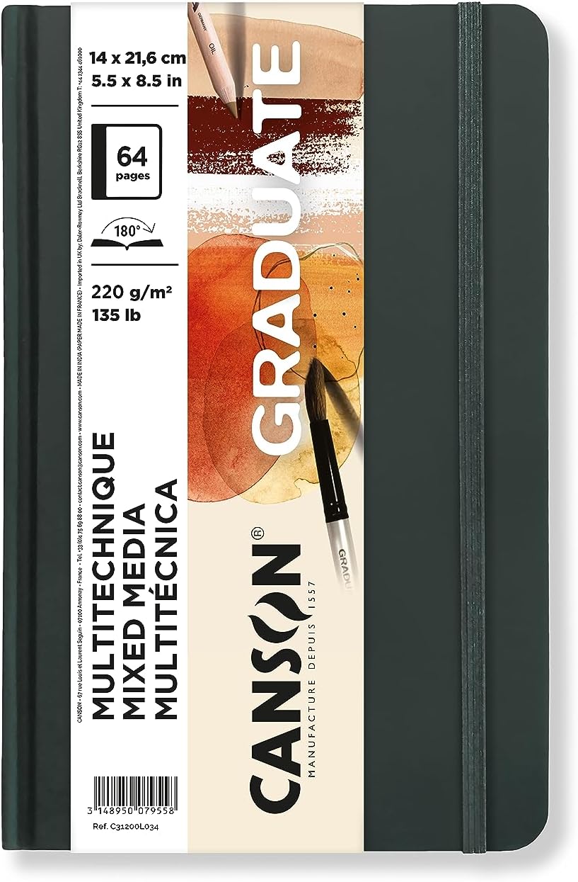 Amazon.com: Canson Graduate Black Mixed Media Pad, Foldover, 9x12 ...