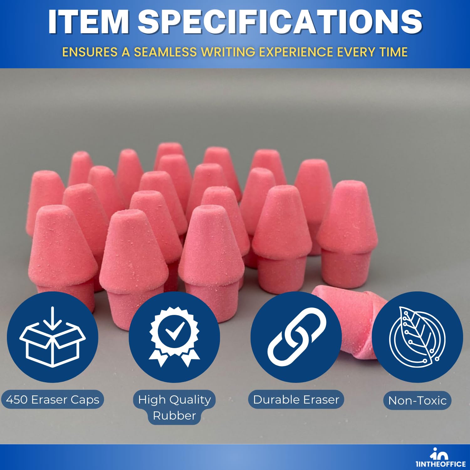 Snapklik.com : 1InTheOffice Pencil Cap Erasers, Assorted Colors ...