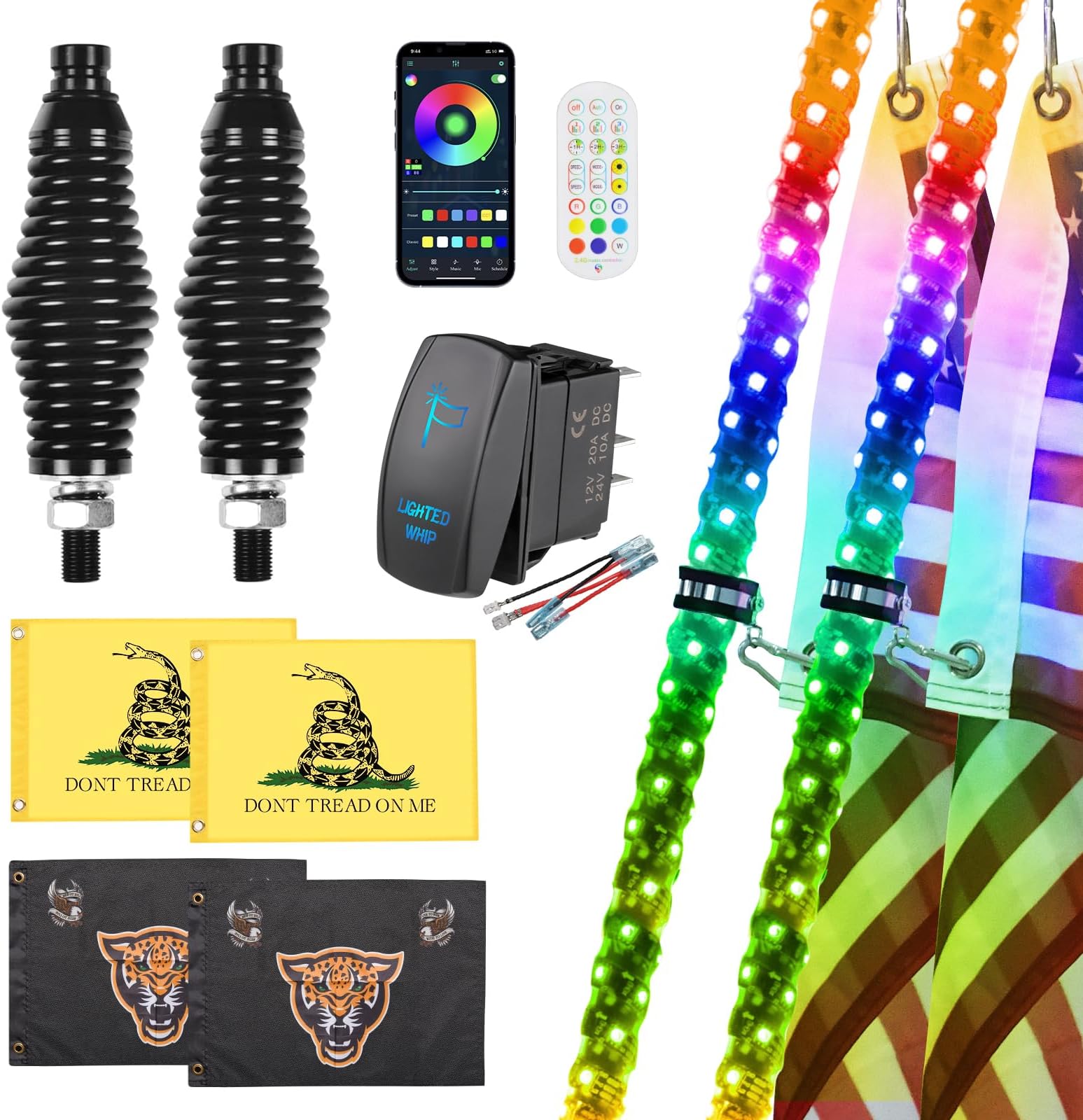 Amazon.com: Ehaho 2 Pack 6FT Whip Lights with Spring Base, LED Whip ...