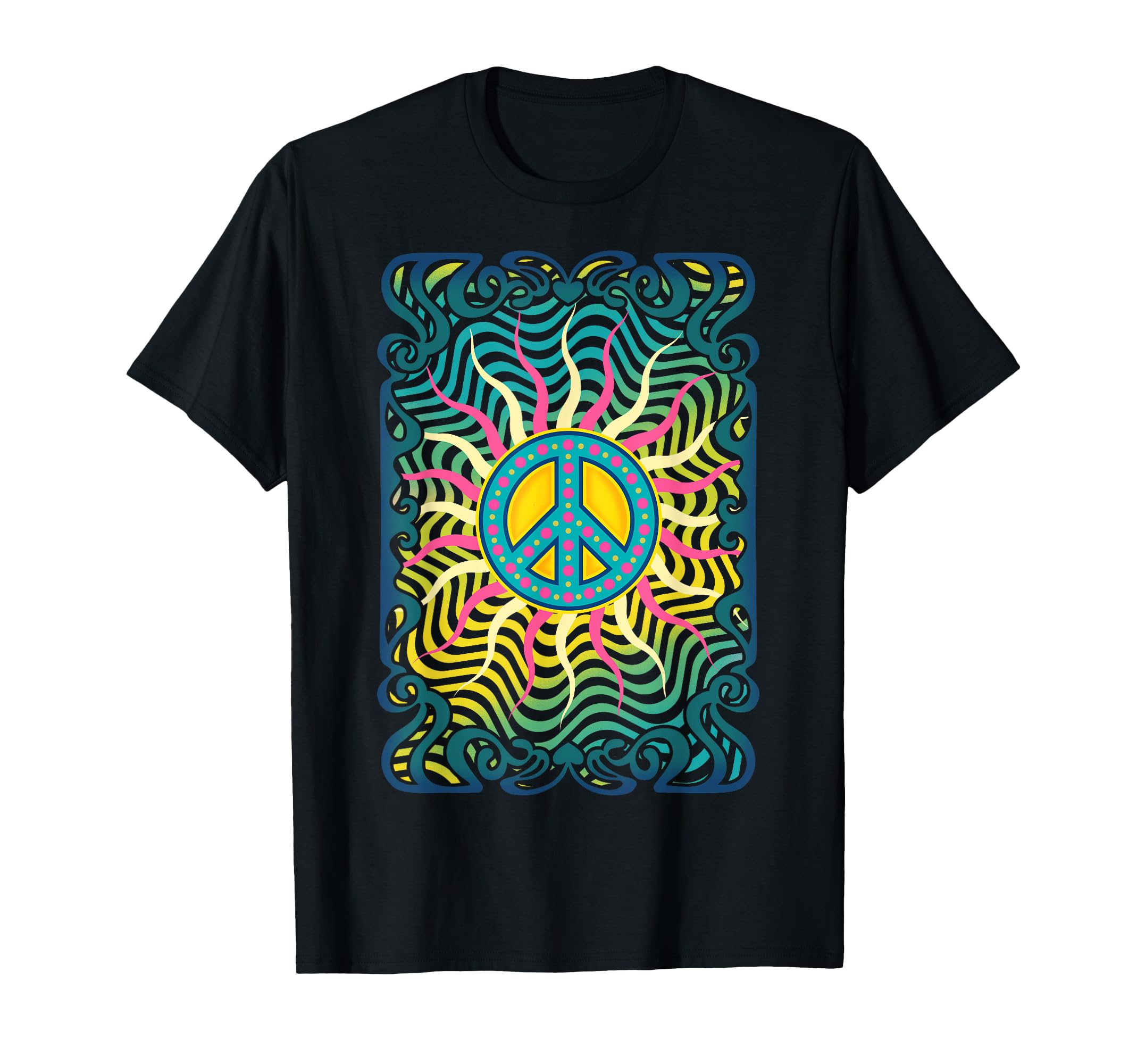 Amazon.com: Retro Peace Vintage 60's 70's Hippie Gift TIE DYE T-Shirt ...