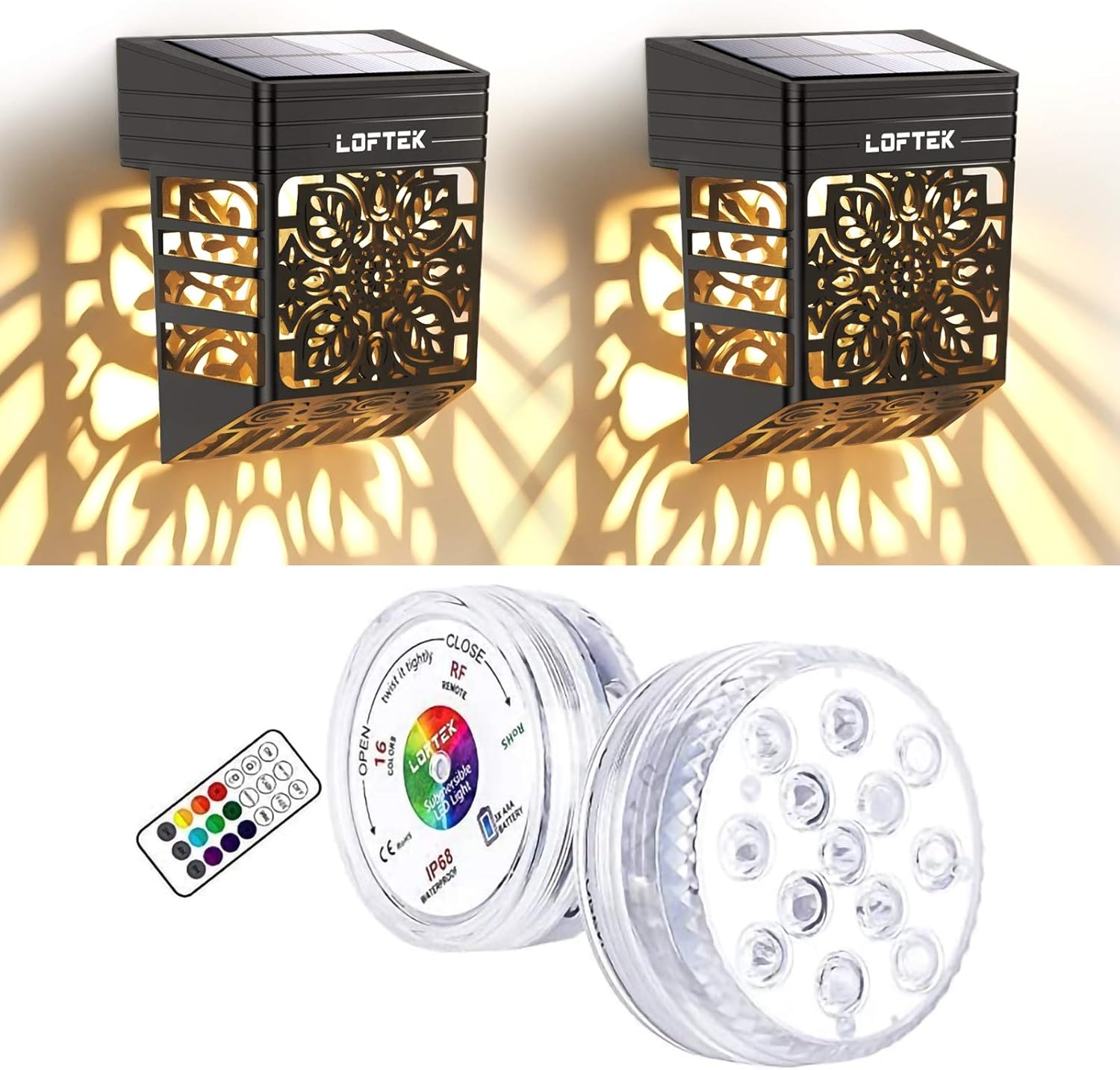 Amazon.com: LOFTEK Submersible LED Lights with Remote RF 164FT Remote ...