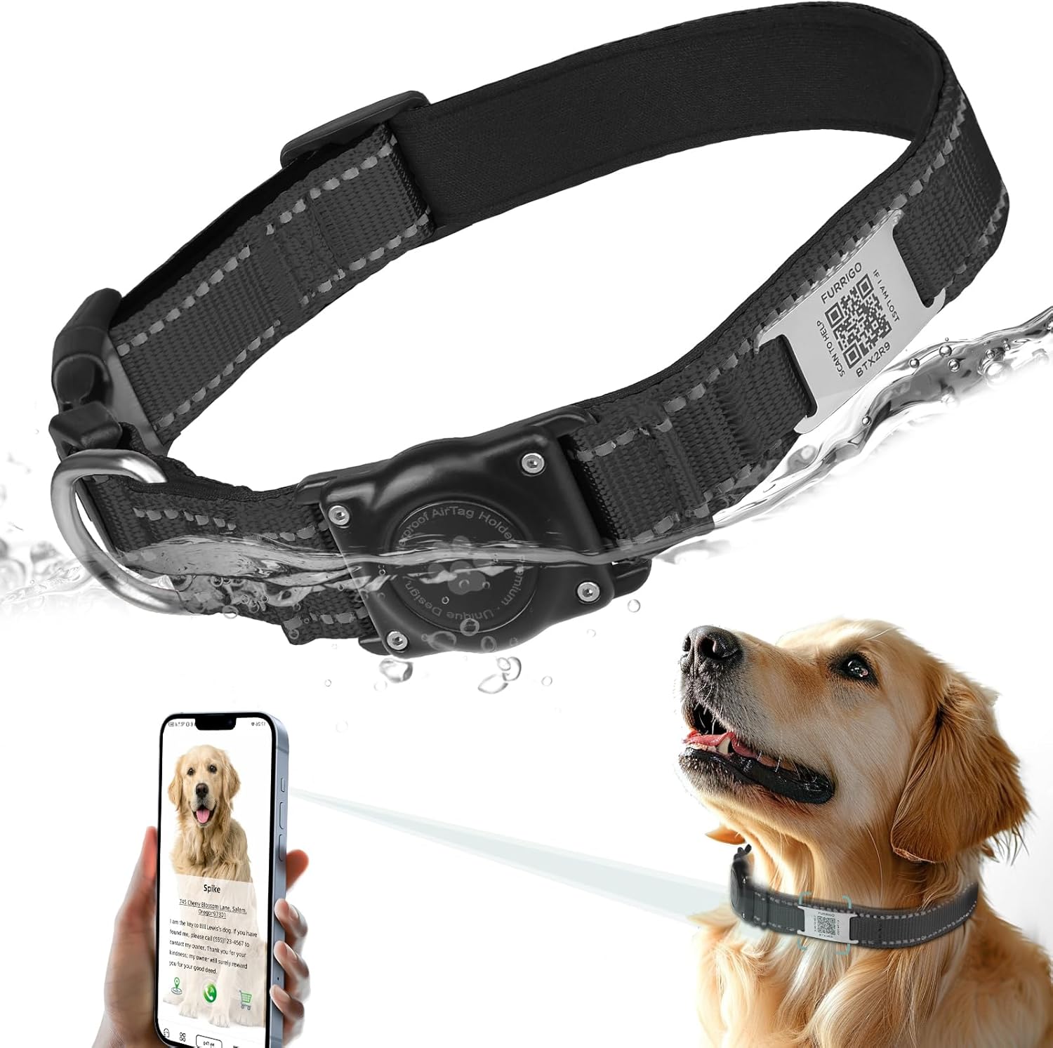 Amazon.com : Airtag Dog Collar with QR Code - IP68 Waterproof Air Tag ...