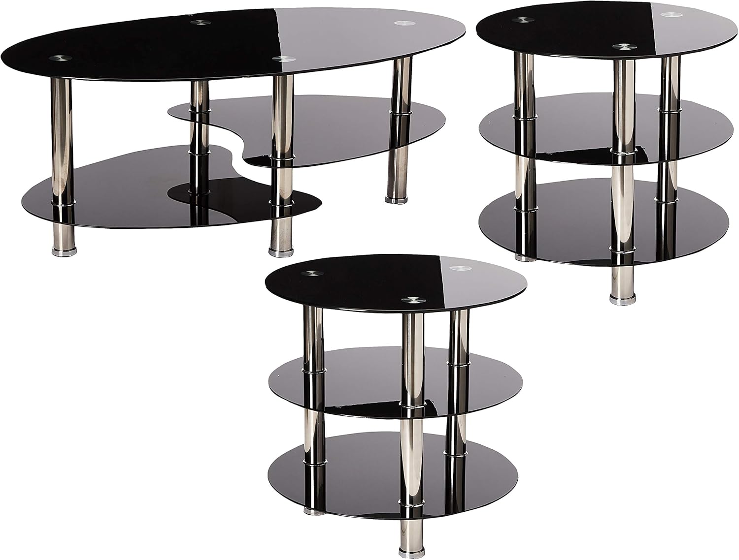 Amazon.com: Poundex Alberta 3-Pc Glass Metal Tube Table Set, Multi ...