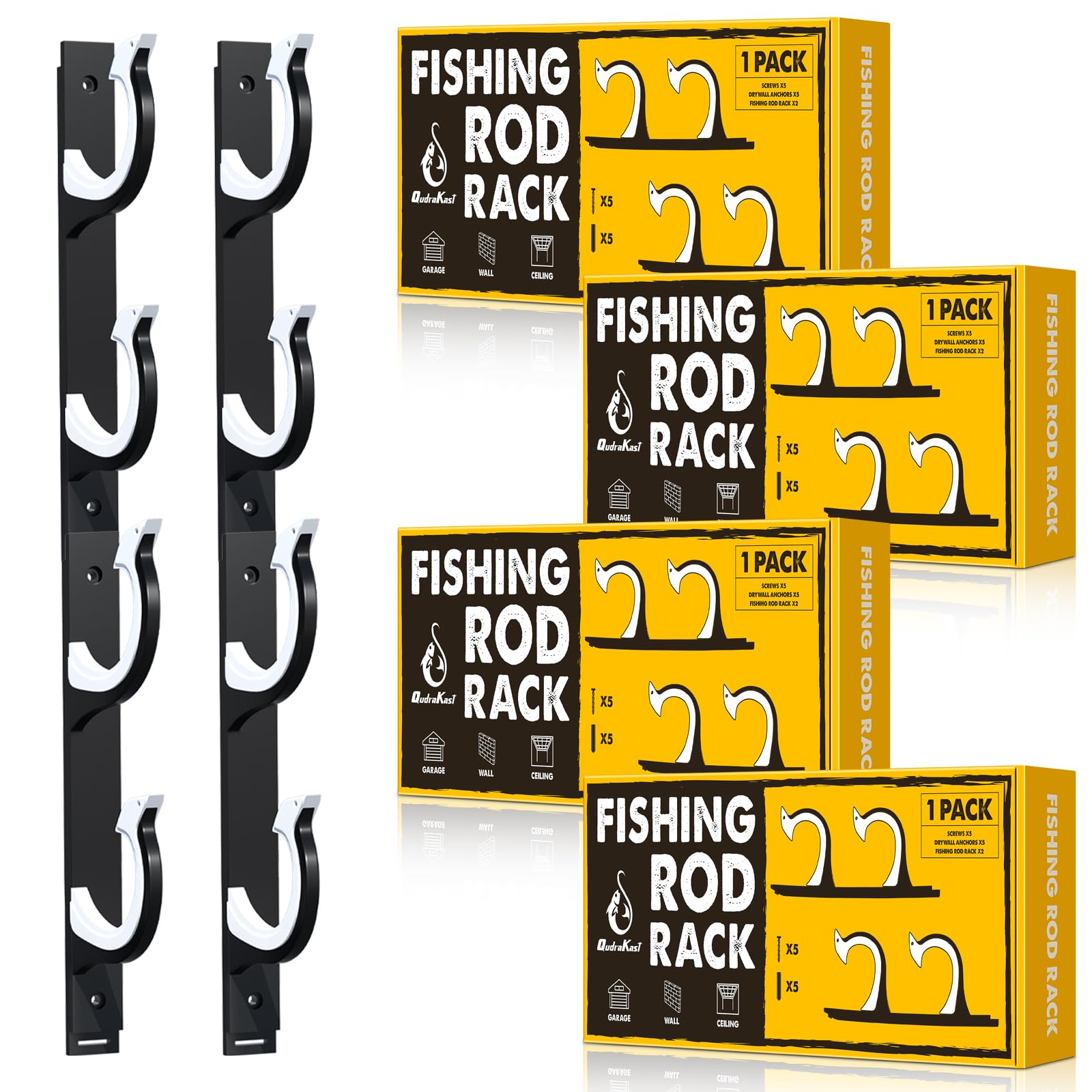 Amazon.com: QudraKast Horizontal Fishing Rod Holder for Garage Wall ...