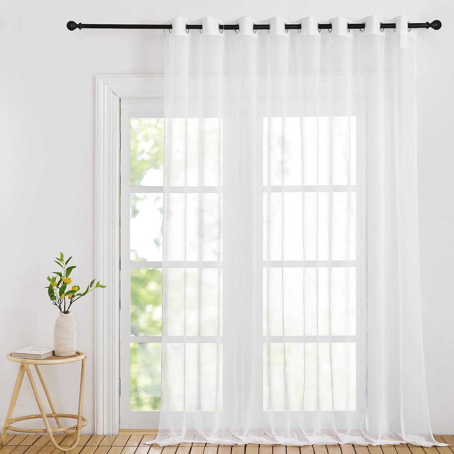 Amazon.de: PONY DANCE Extra Breite 300 cm Transparente Gardine mit Ösen ...