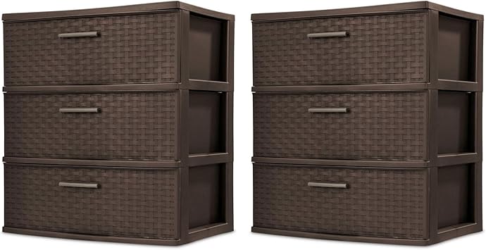 Amazon.com: Sterilite 3 Drawer Wide Weave Storage Tower, Plastic ...