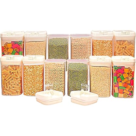 POSH PLASTICWARE Airtight Plastic Square Container Set for Kitchen ...
