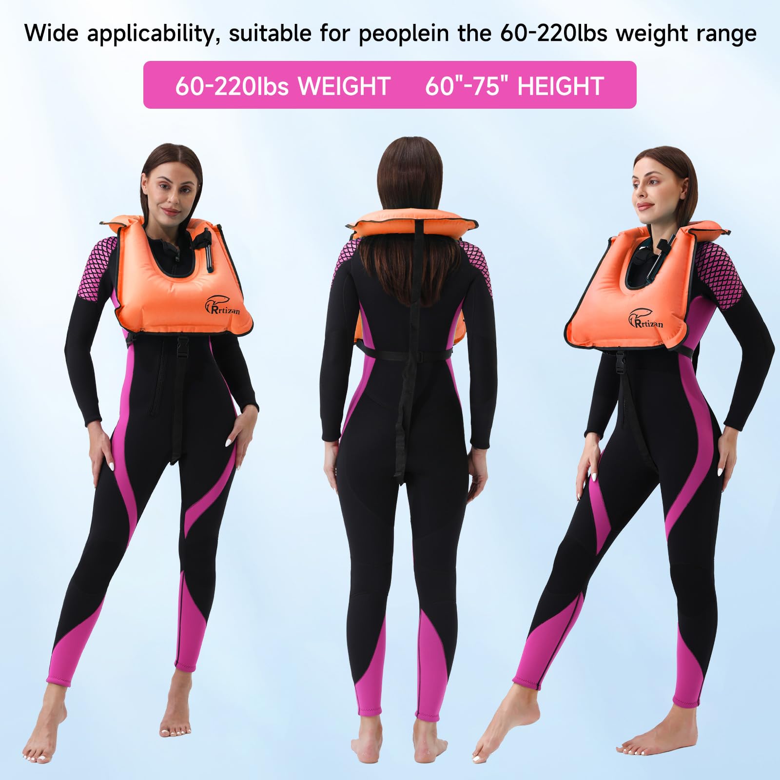 Snapklik.com : Rrtizan Snorkel Vest, Adults Portable Inflatable Swim ...