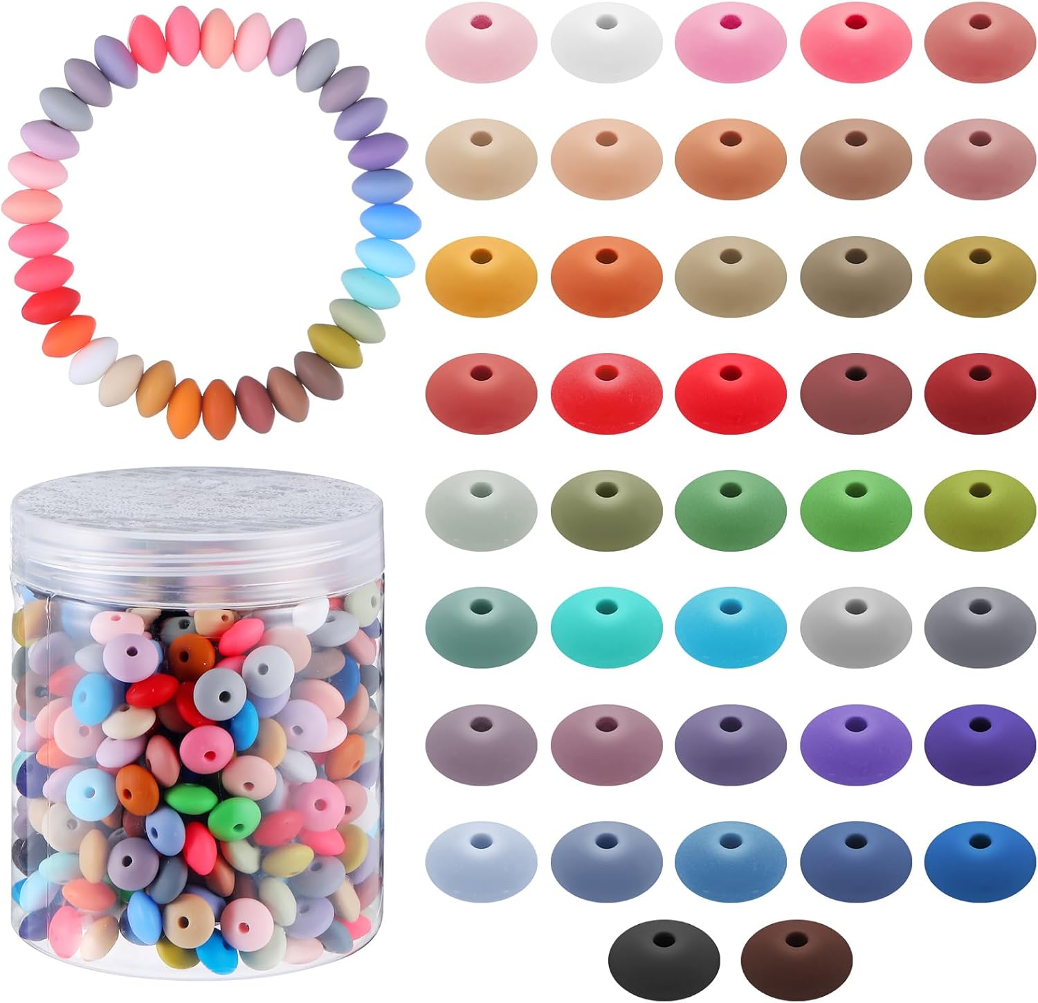 Amazon.com: Remuuly 500 Pcs Silicone Lentil Beads 12mm Bulk Kit Round ...