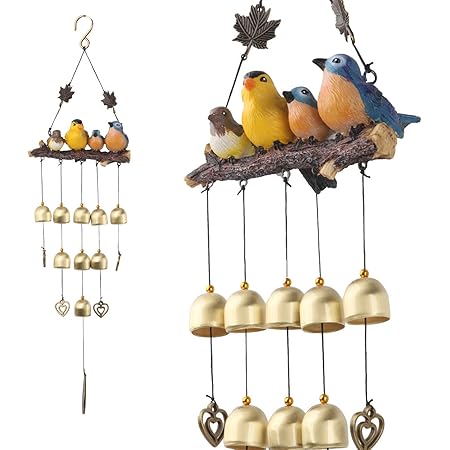Amazon.com : Gardenvy Birds Wind Chimes with Bells Decoration for ...