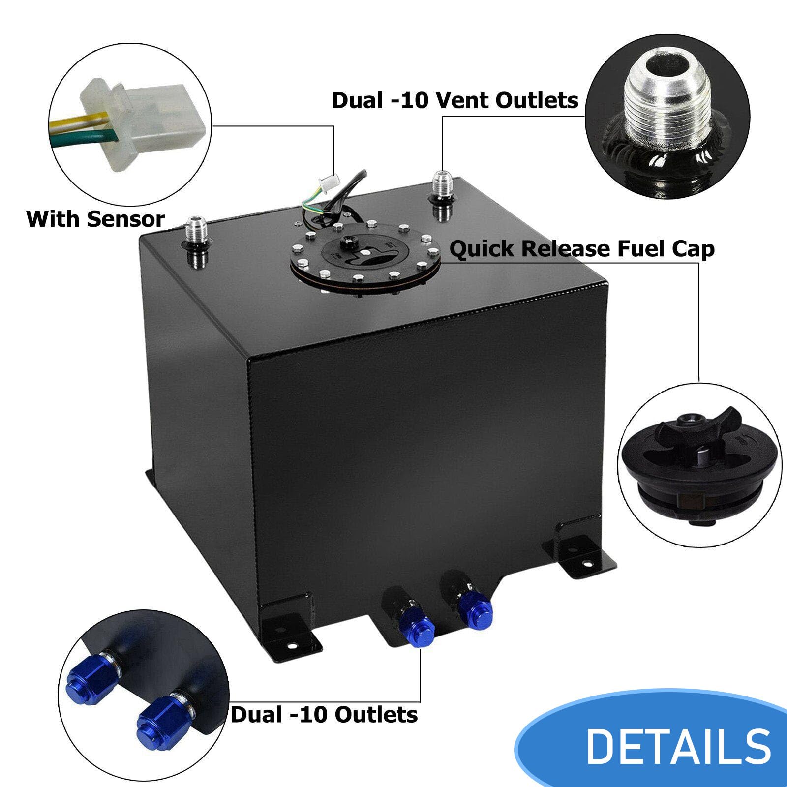 Snapklik.com : EASYBERG 20 Gallon Aluminum Fuel Cell Tank, 75L Black ...