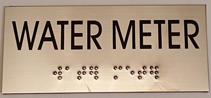 WATER METER SIGN - BRAILLE-STAINLESS STEEL (Heavy Duty-Commercial Use ...