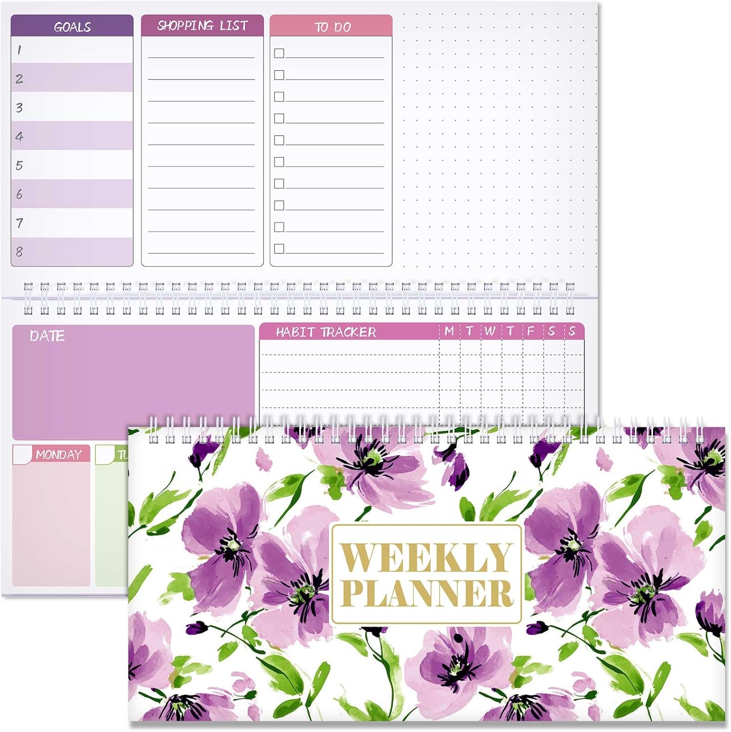 Amazon.com : Funrous Floral Undated Weekly Planner Weekly To Do List ...