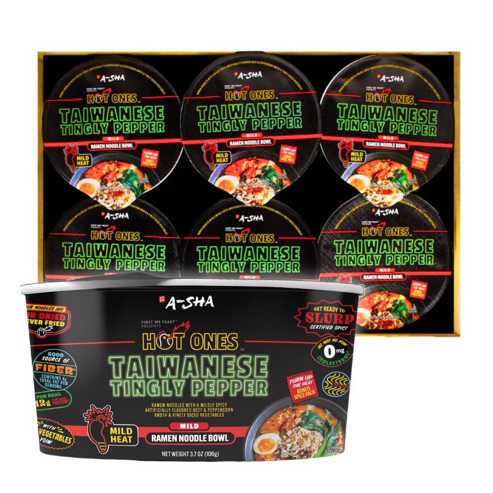 Amazon.com : A-Sha x Hot Ones Spicy Ramen Noodle Soup Bowl, 6 Pack ...