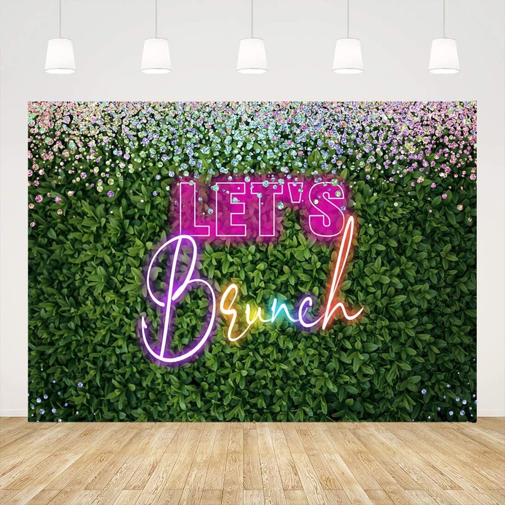 Amazon.com : Ticuenicoa Let's Brunch Backdrop 7x5ft Digital Neon ...