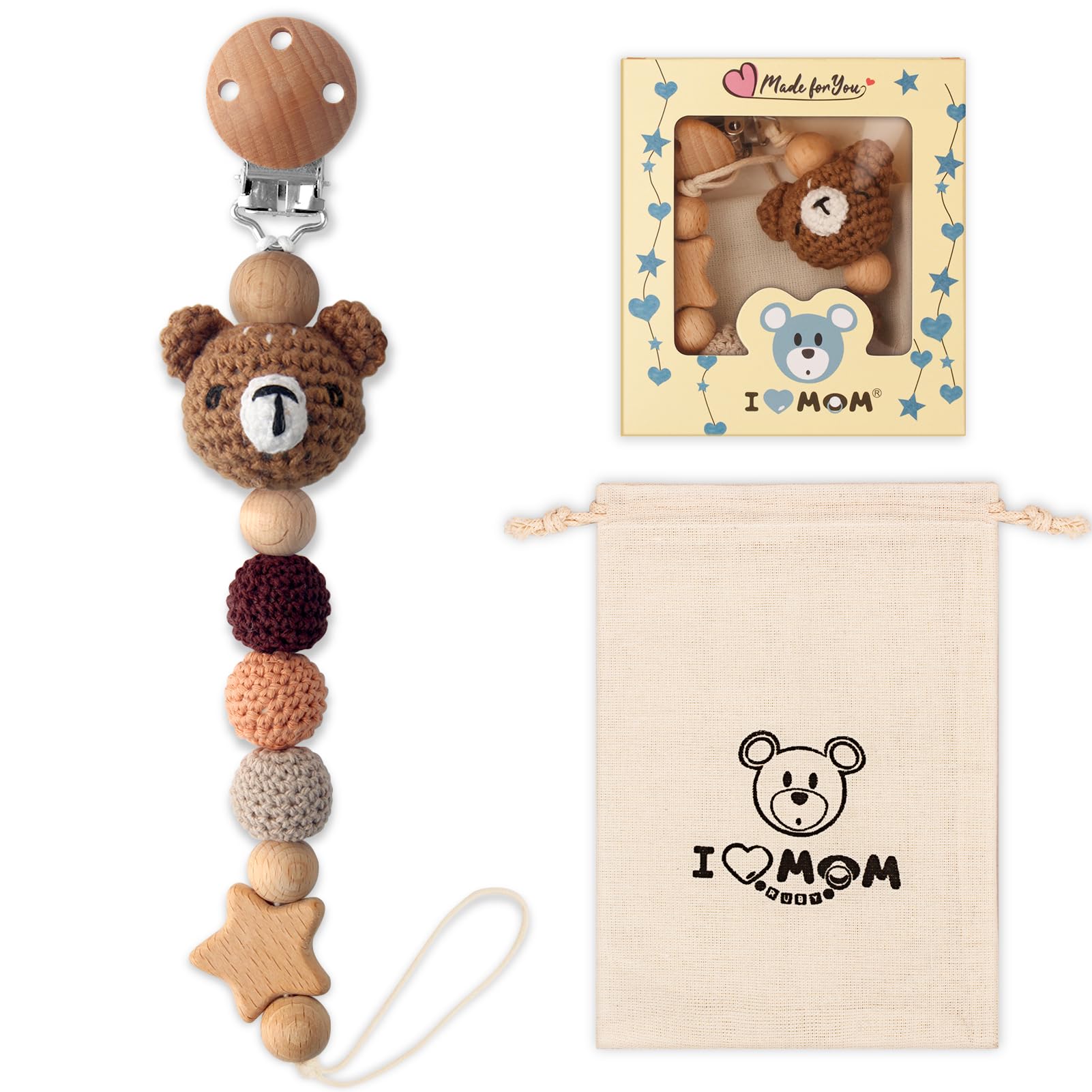 Amazon.com : LSTRAGY Pacifier Clip, Cute Animal Pacifier Holder Clip ...