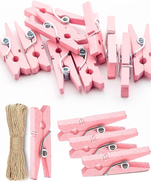 Amazon.com: Mini Clothes Pins for Photo, Sturdy Natural Wooden ...