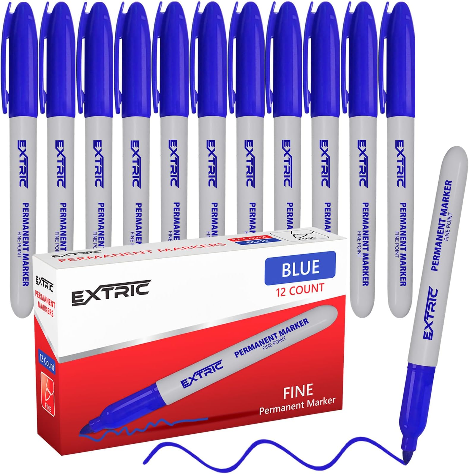 Amazon.com : Sharpie Permanent Markers, Fine Point, Blue, 12 Count ...