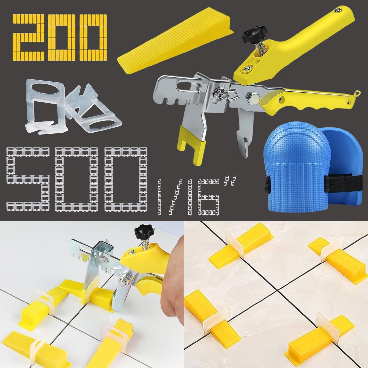 Tile Leveling System 1/16 Inch Tile Spacers Clips Kit-500 Pieces Tile ...
