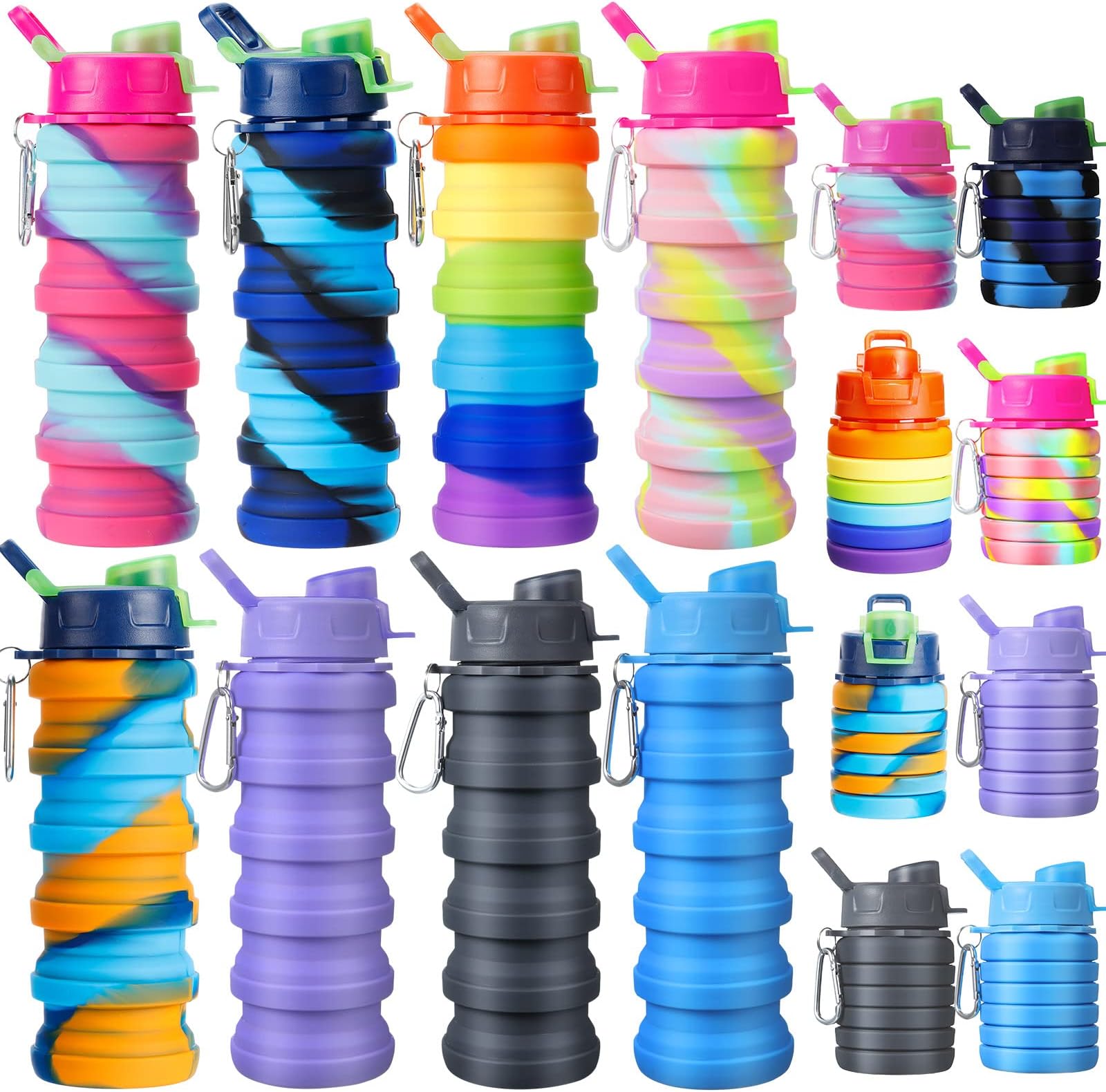 Amazon.com: smilixin 10 Pack Collapsible Water Bottles,Reusable ...