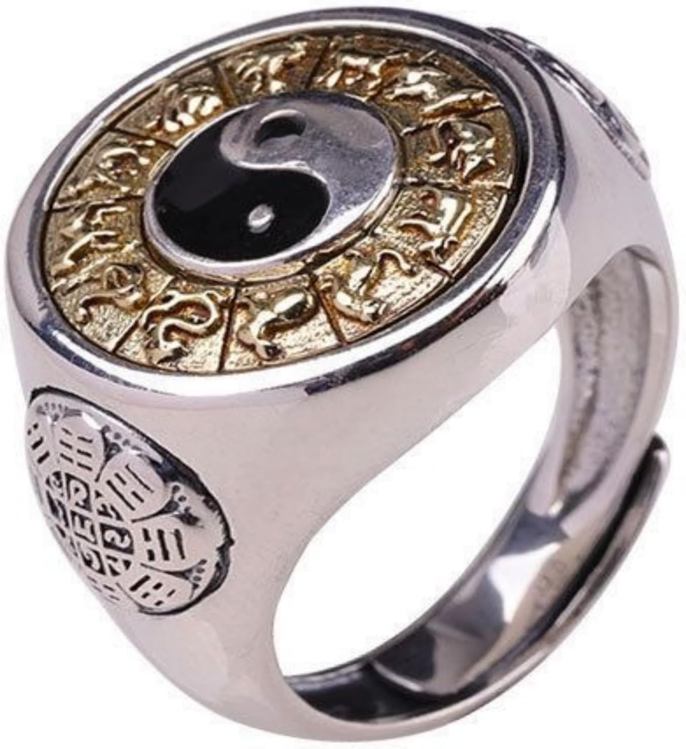 Amazon.com: WISSNOOB Retro style Yin Yang Spinner Ring Ba Gua Eight ...
