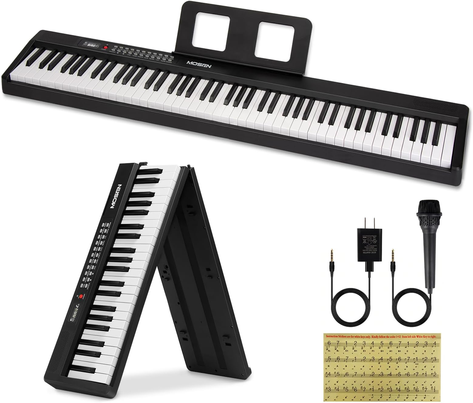 Amazon.com: MOSEN 88 Keys Full Size Portable Piano Keyboard for ...