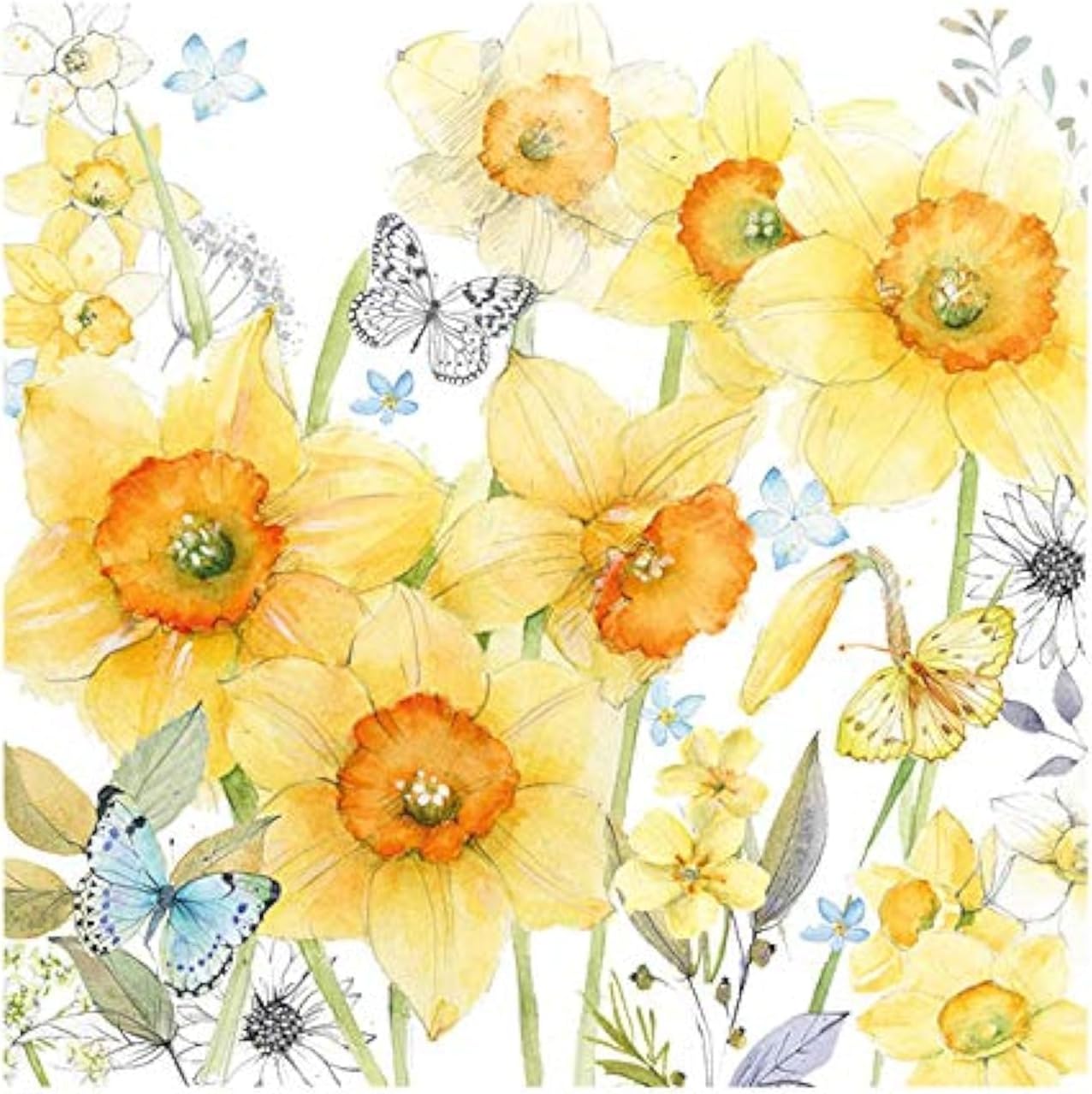 Ambiente 3 Ply Paper Lunch Napkins Classic Daffodils : Amazon.co.uk ...