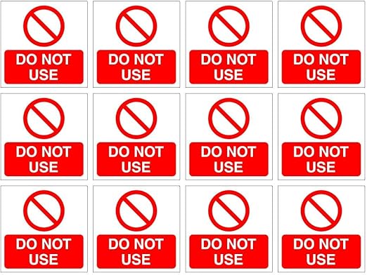 Pack of 12 Do not use Signs. 60mm x 60mm self Adhesive Stickers. Ideal ...