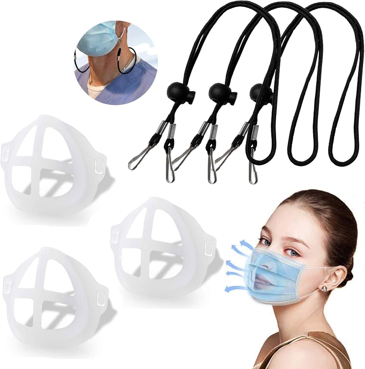 【3 Set】3D Breathing Bracket for Masks Silicone Mask Bracket Internal ...